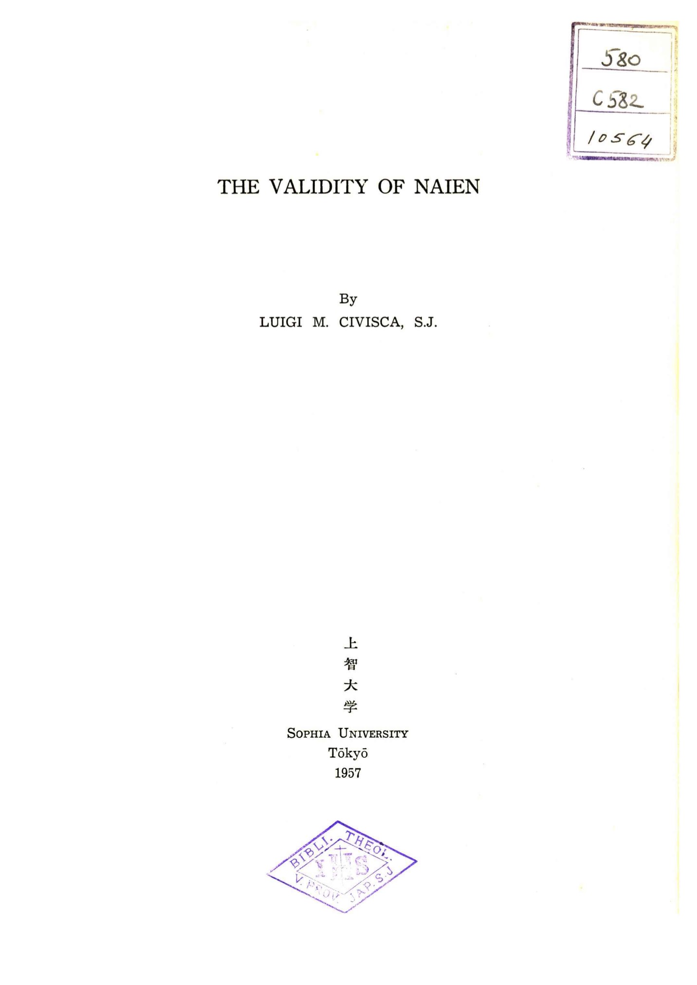 The Validity of Naien | Luigi M. Civisca | Monumenta Nipponica