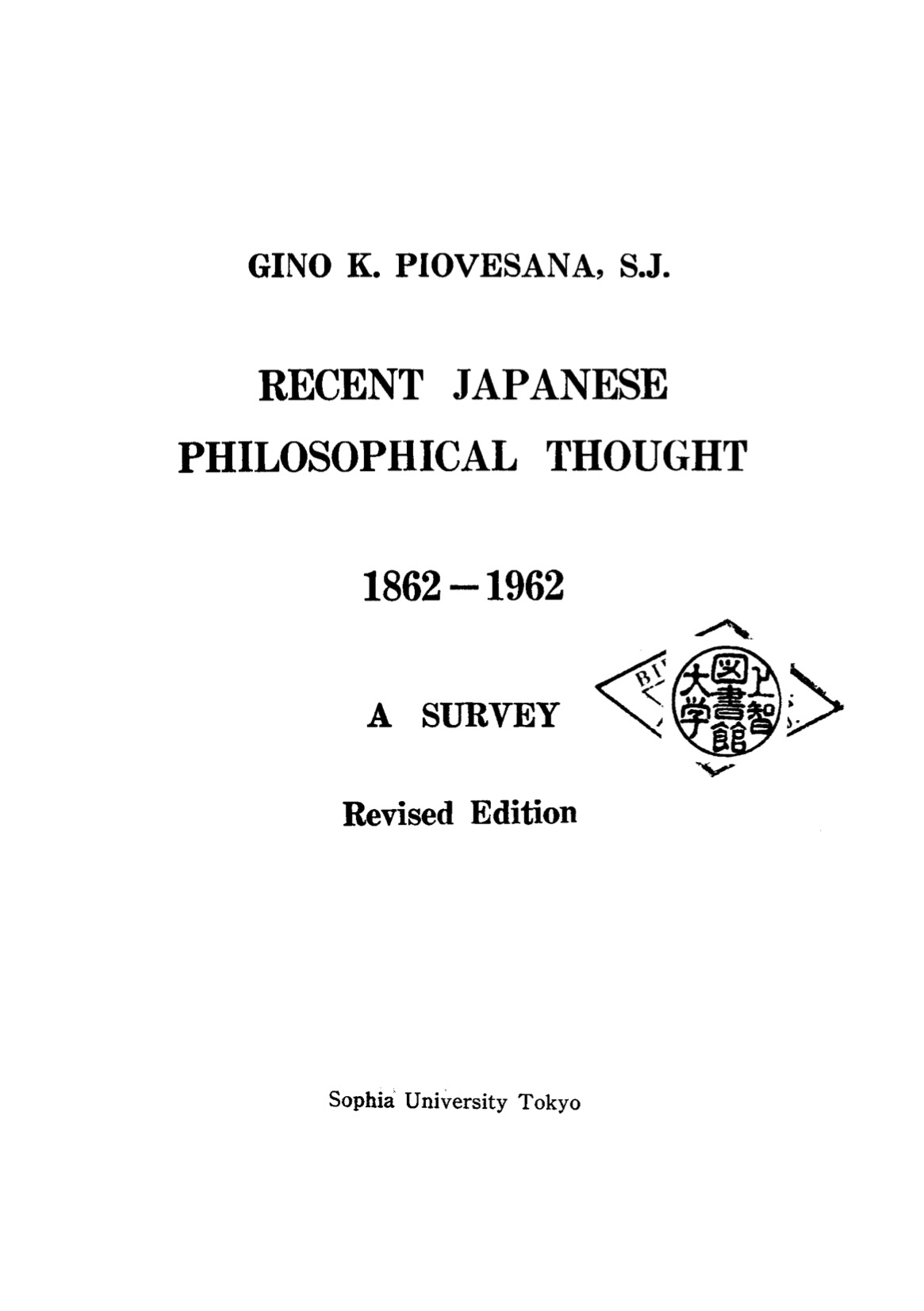 Recent Japanese Philosophical Thought: 1862-1962, A Survey | Gino K ...